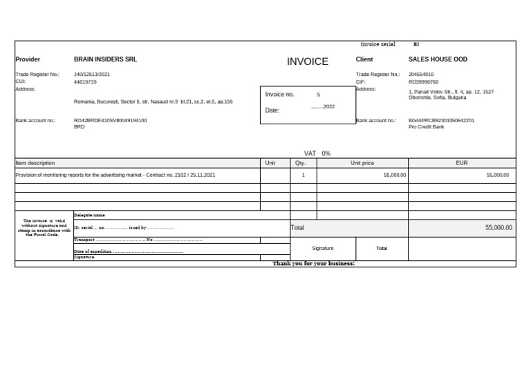 Brain Insiders Invoice No. 5 | PDF | Business Documents