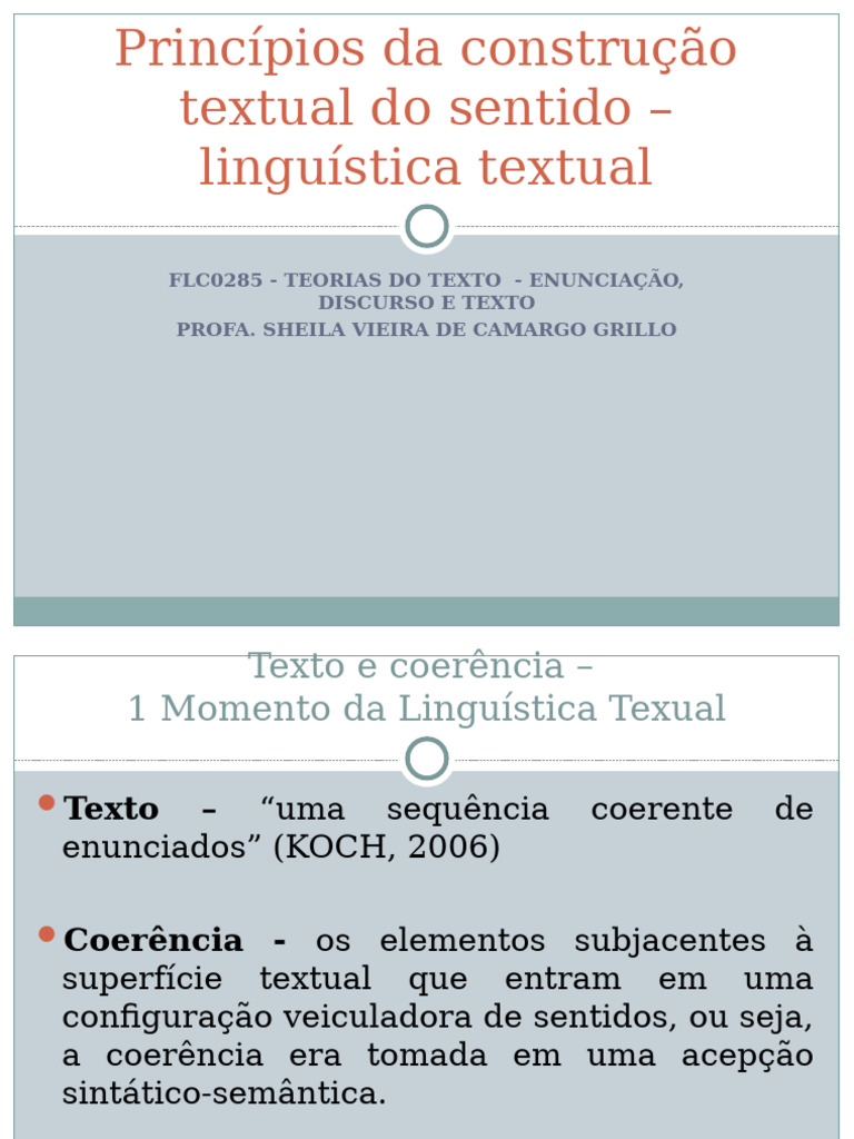 Teorias do Texto: Coerência e Coesão | PDF | Comunicação humana