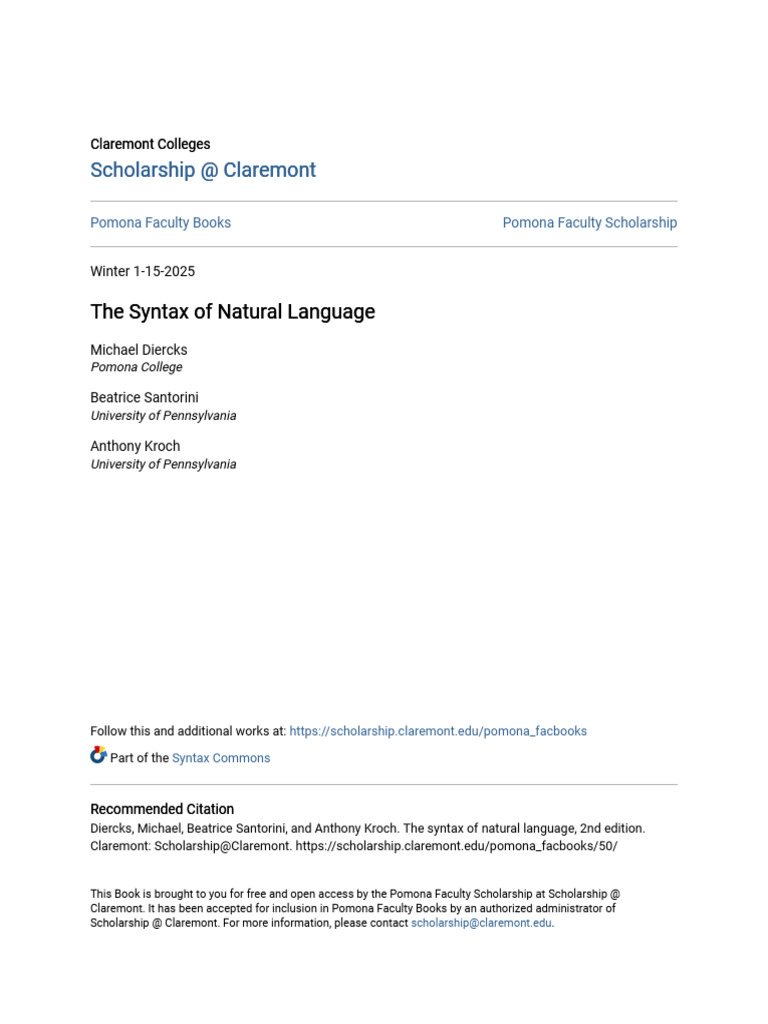 The Syntax of Natural Language | PDF | Part Of Speech | Syntax