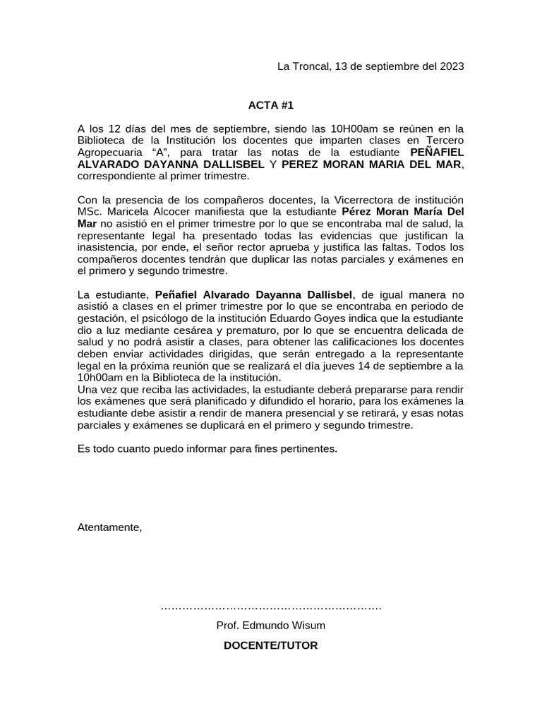 ACTAS Ejemplo | PDF