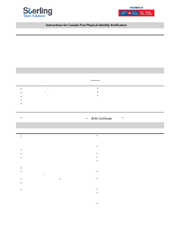 Canada Post Identity Verification Guide | PDF | Identity Document