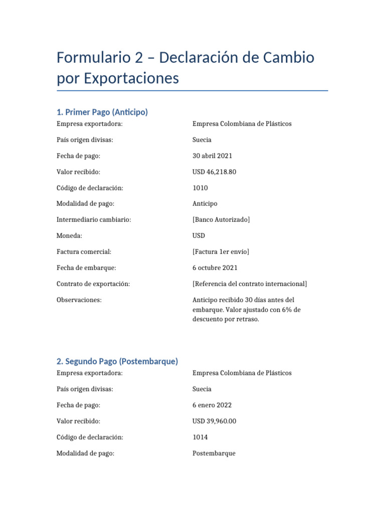 Formulario 2 Declaraciones Cambio | PDF