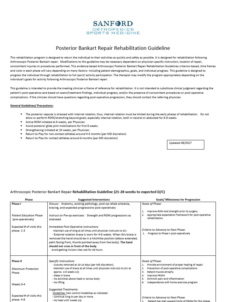 Posterior Bankart Repair Guideline | PDF | Anatomical Terms Of Motion ...