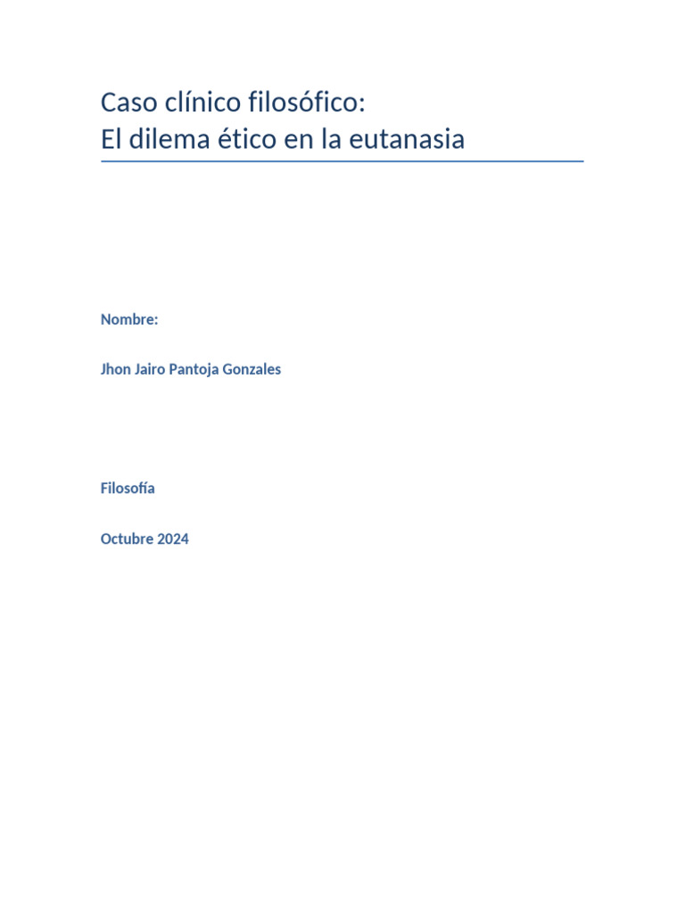 Caratula Caso Clinico Filosofico Eutanasia | PDF