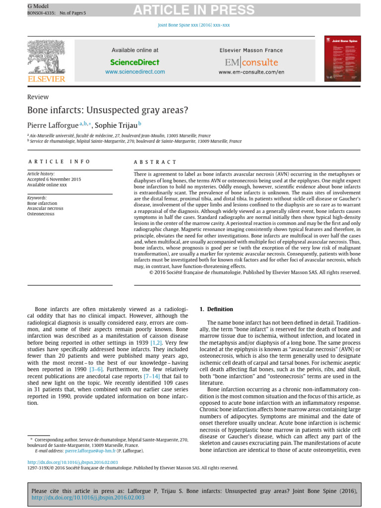 Bone Infarcts - Unsuspected Gray Areas | PDF | Bone | Skeletal System
