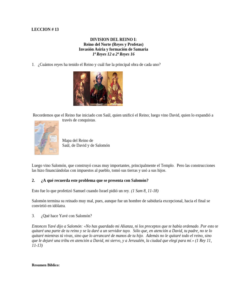 Historia de La División Del Reino | PDF | Elijah | Jonás