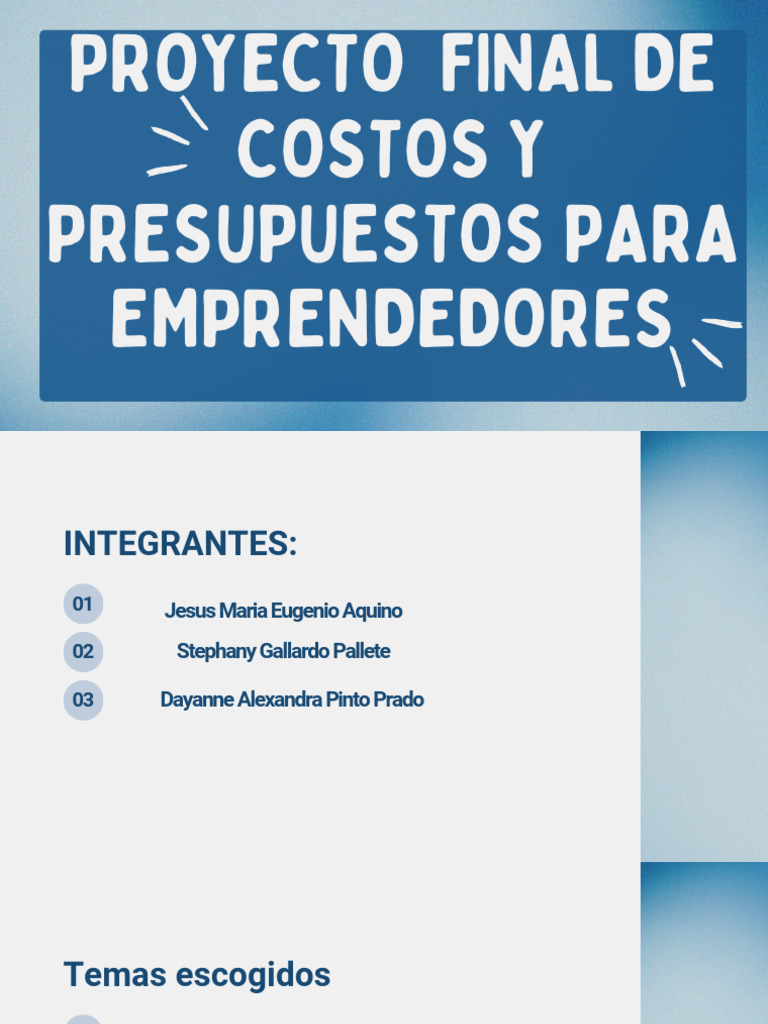 Presentación Proyecto Final de Grado Moderno Azul | PDF | Negocios económicos | Mercado (economía)