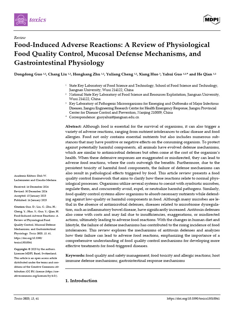 Food-Induced Adverse Reactions Explained | PDF | Taste | Nutrition