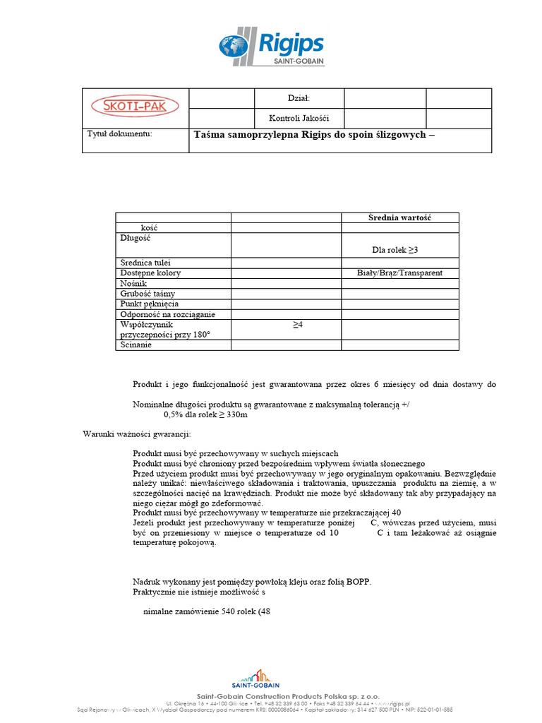 KT Tasma Slizgowa Rigips 10.06.2014 | PDF