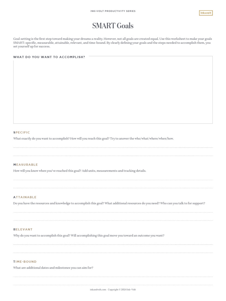 SMART Goals Worksheet | PDF