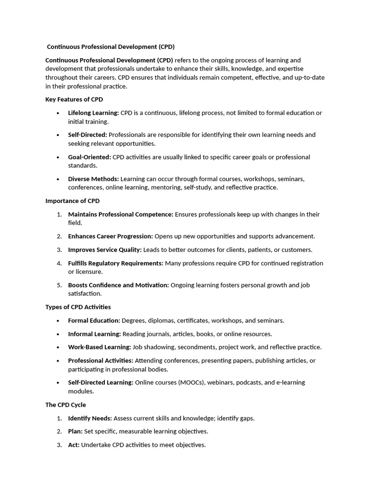 Continuous Professional Development Guide | PDF | Professional ...