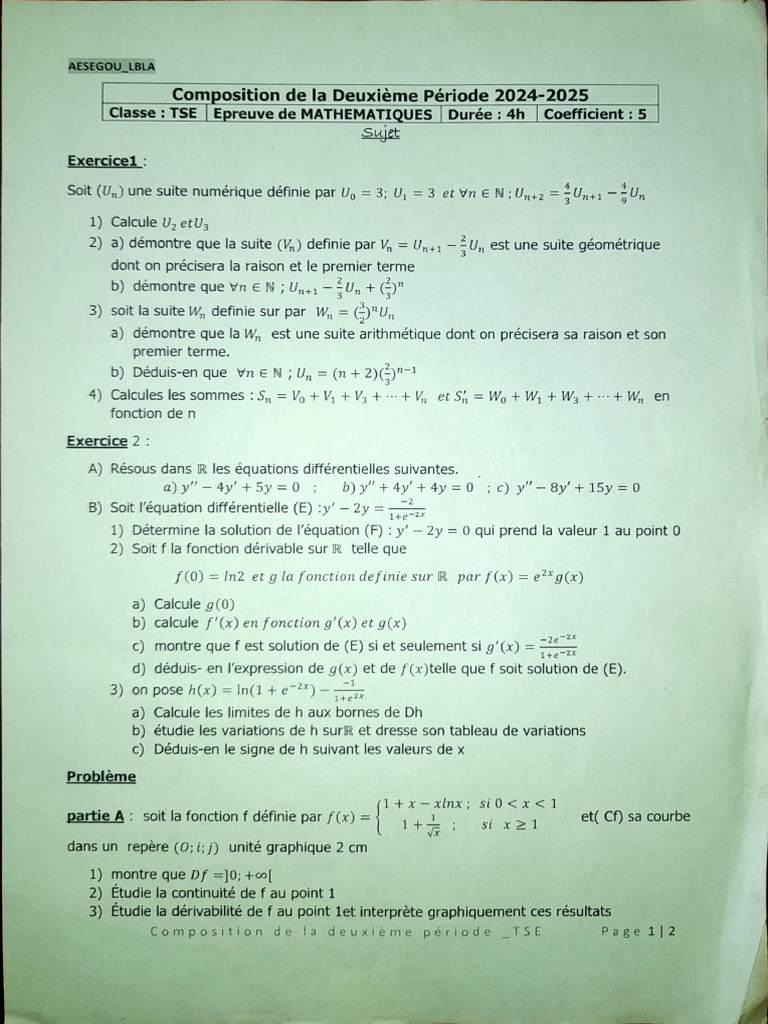Composition de La 2 Période 2024-2025 | PDF