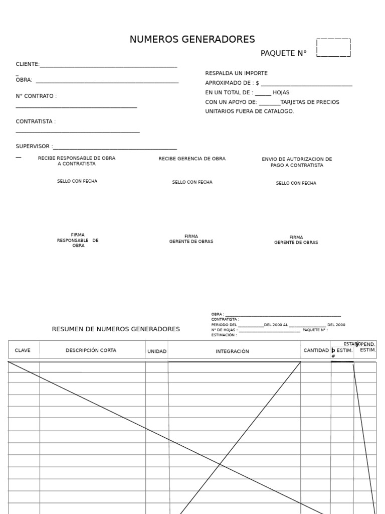 6.1 Formato Paquete de Numeros Generadores | PDF