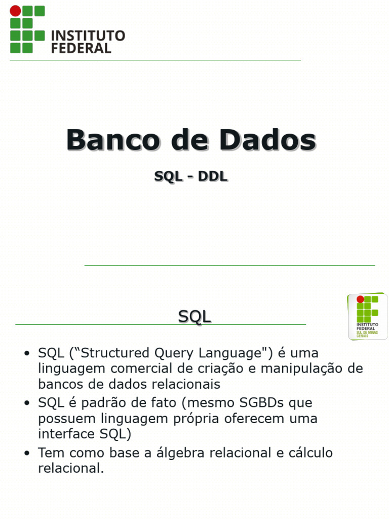 Slide 4 - SQL DDL | PDF | SQL | Bancos de dados