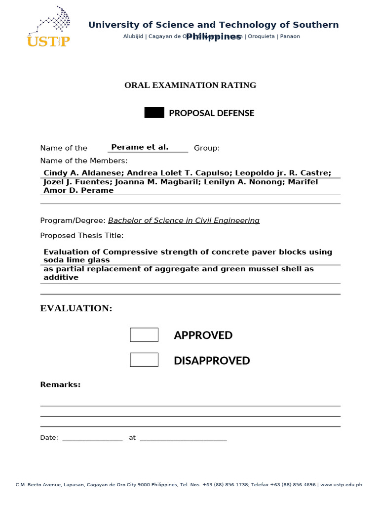 07 Oral Examination Rating (Proposal) | PDF