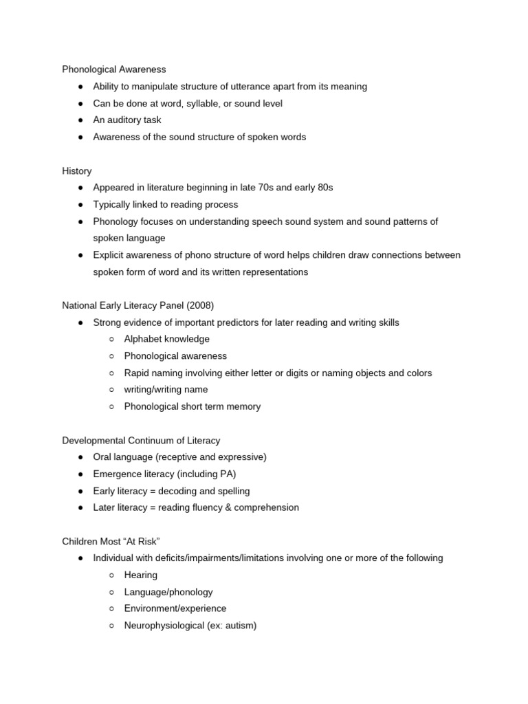4) Phonological Awareness | PDF | Phonics | Literacy