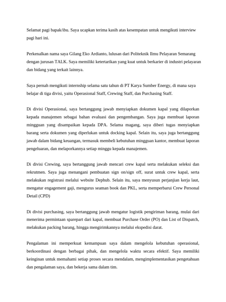 Perkenalan Tirta | PDF