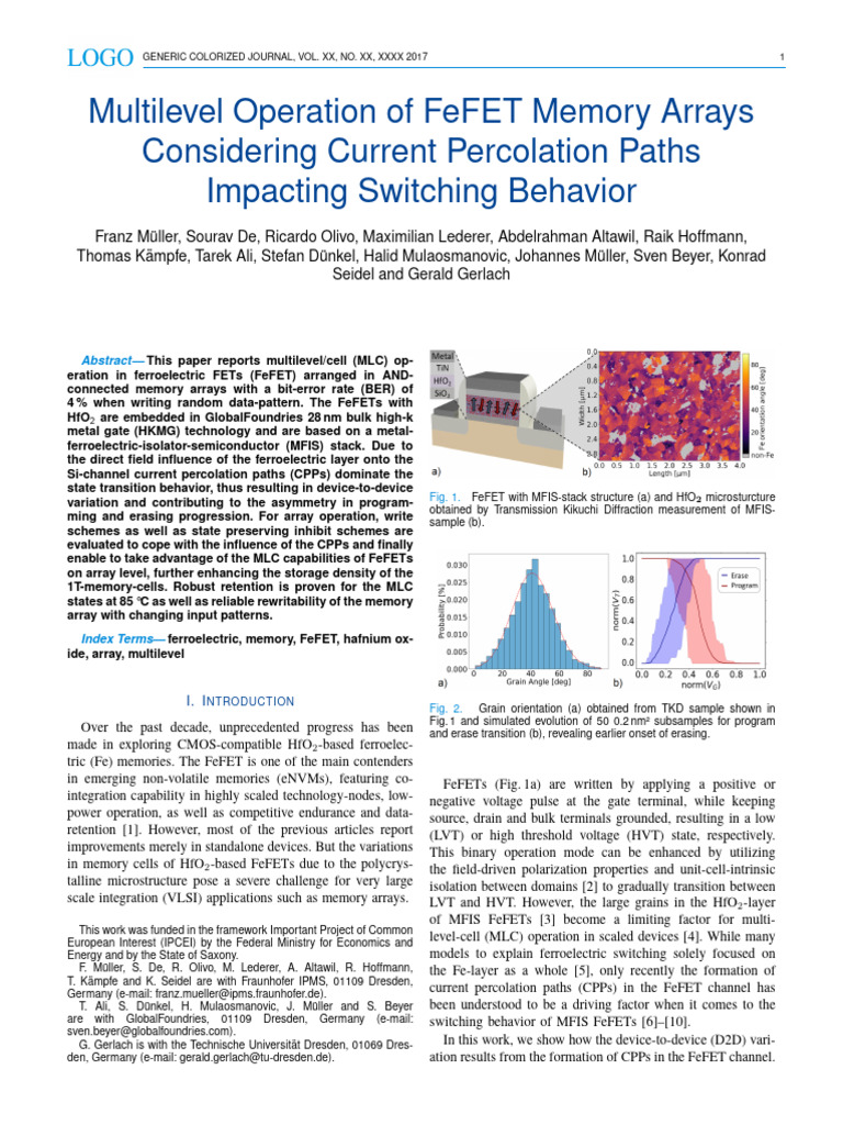 2022 EDL Multilevel Operation of FeFET Memory Arrays v2 | PDF | Field Effect Transistor ...
