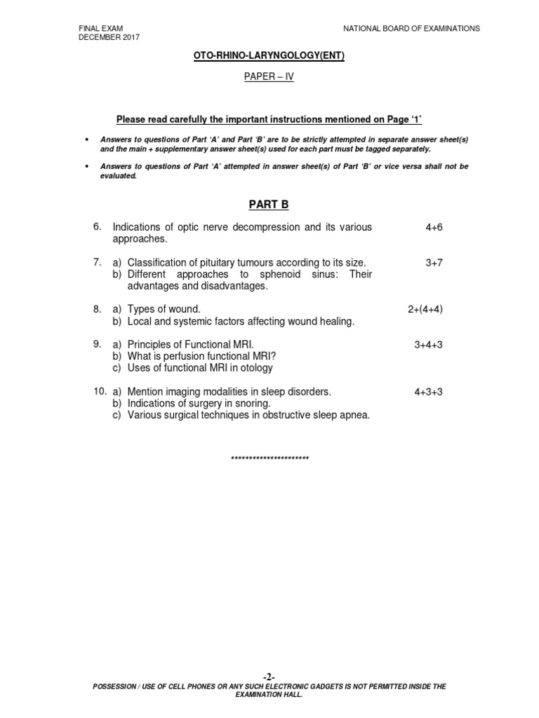 ENT-PAPER-IV-B | PDF