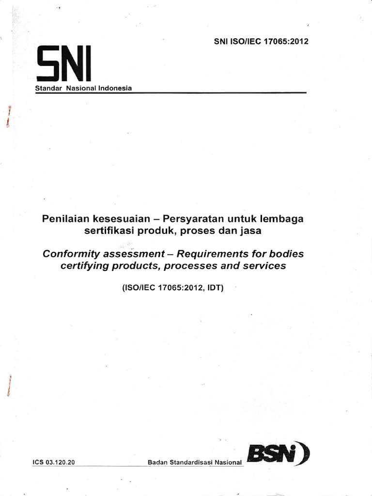Sni Iso 17065-2012 | PDF