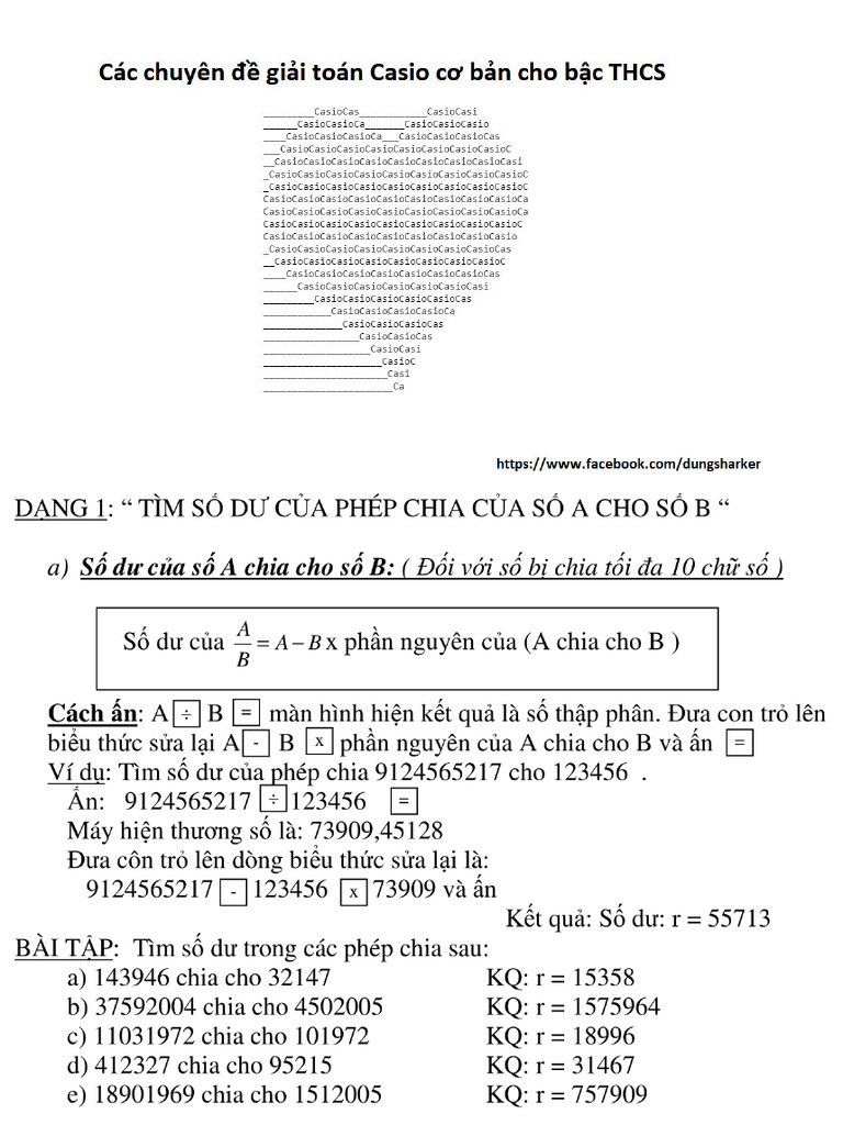 Các Chuyên đề cơ bản HSG Máy Tính Cầm Tay bậc THCS | PDF