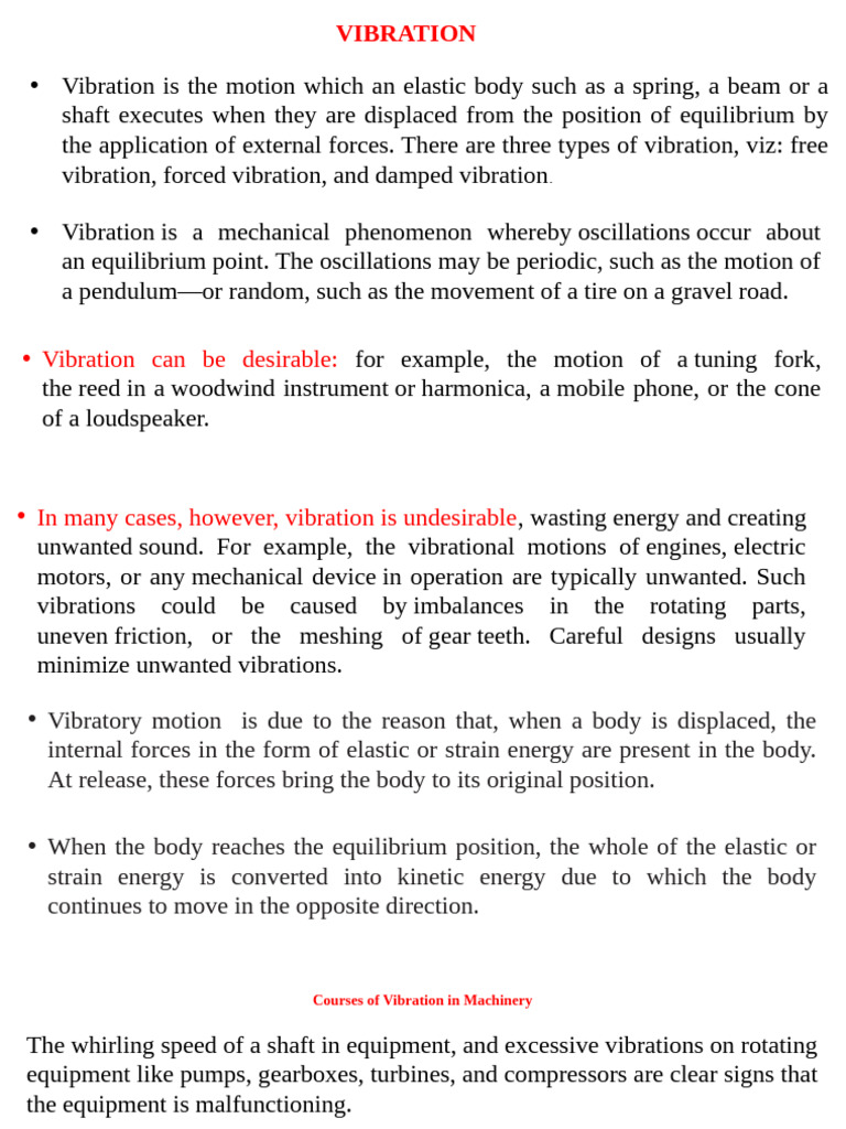 Causes of Vibration in Machinery | PDF | Rotation | Motion (Physics)