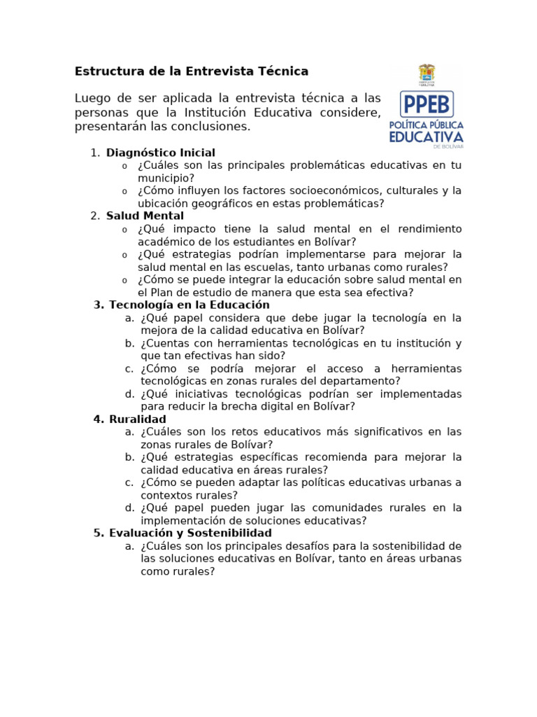 Estructura de La Entrevista DÍA P | PDF