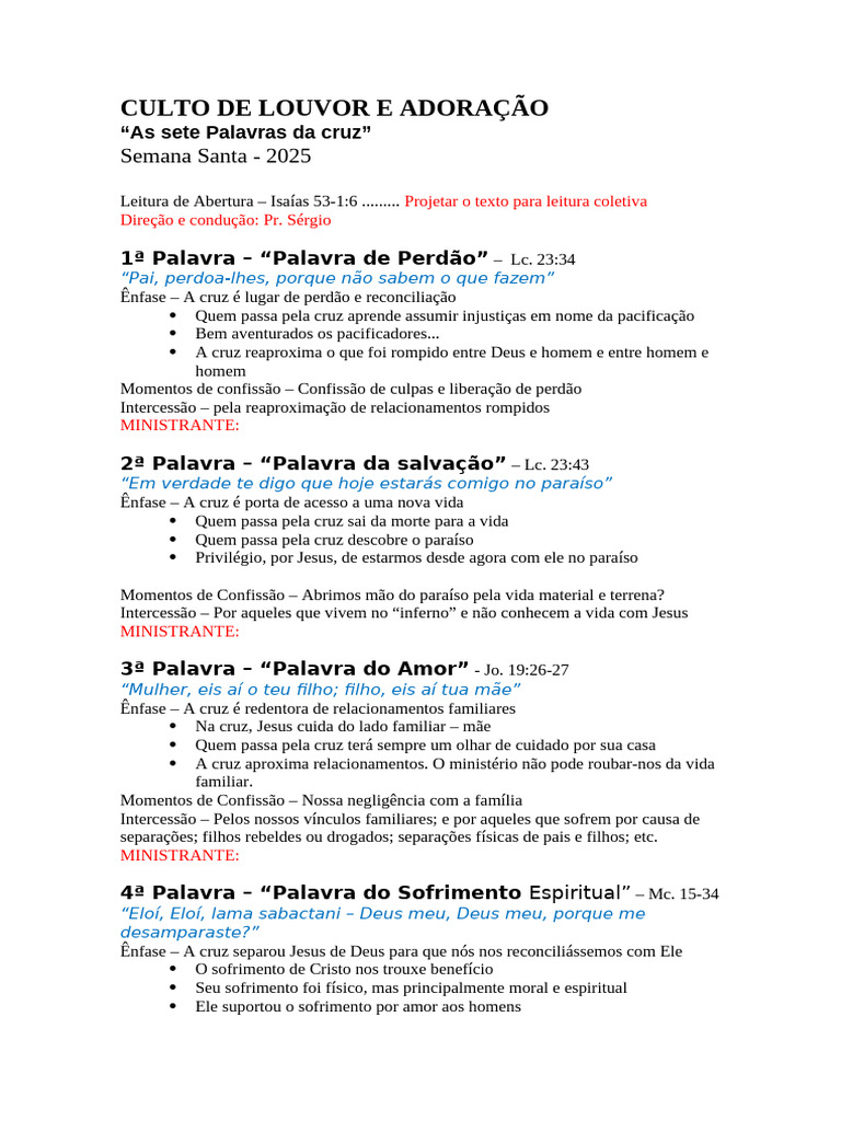 Roteiro-As Sete Palavras Da Cruz-2025 | PDF | Jesus | Deus