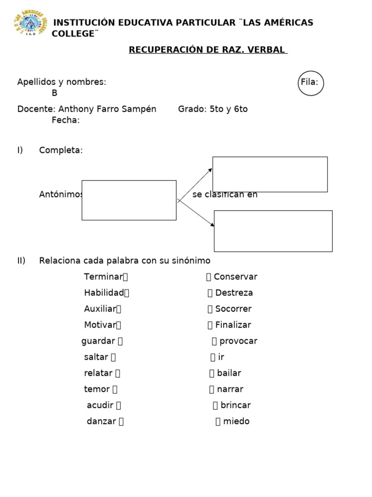 Rrecuperacion de Raz Verbal | PDF
