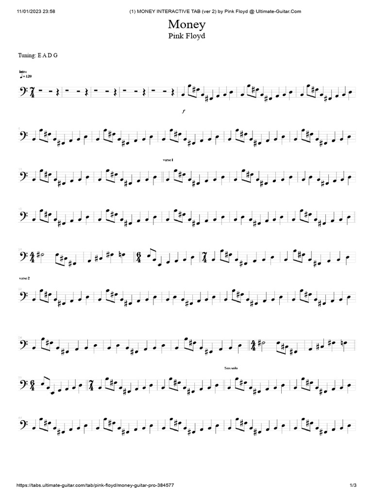 Money Interactive Tab by Pink Floyd | PDF