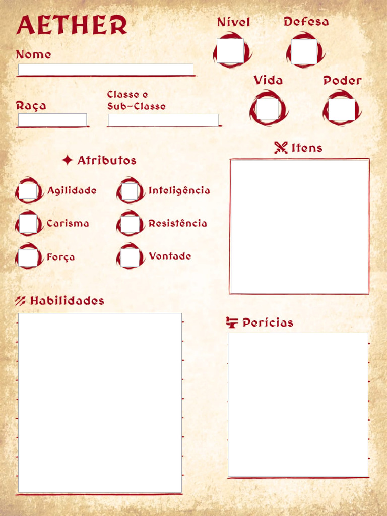 Ficha Aether Editavel | PDF