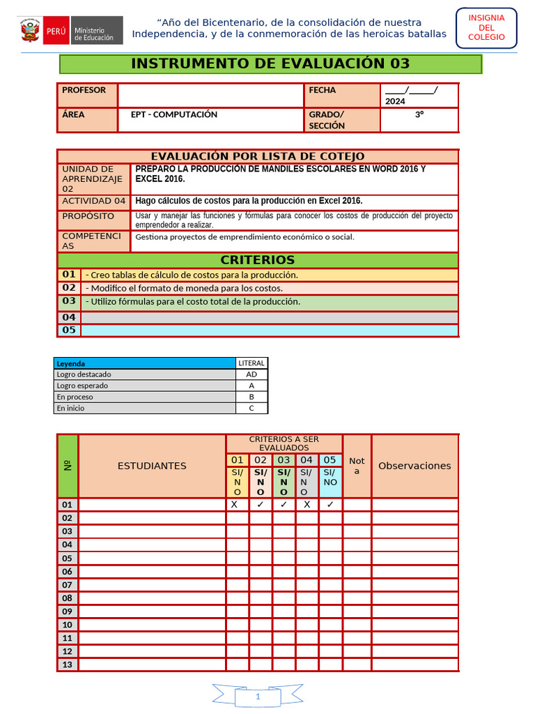 Ept Computación 3° - Instrumento de Evaluación 04 | PDF