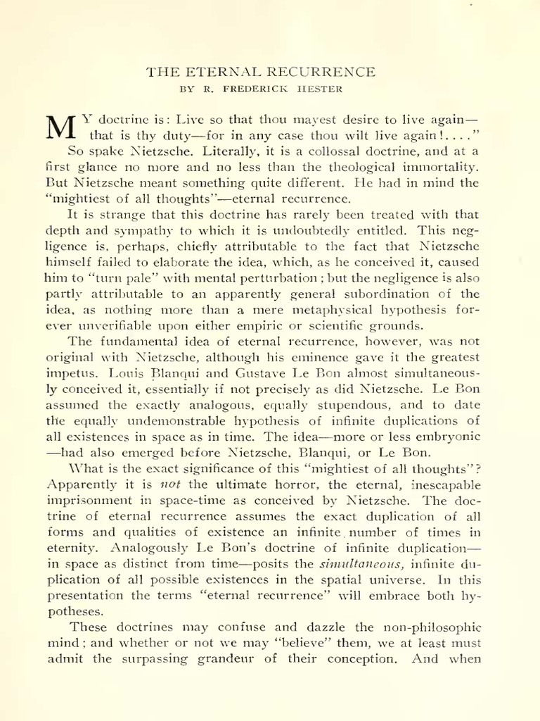 The Eternal Recurrence | PDF | Infinity | Friedrich Nietzsche