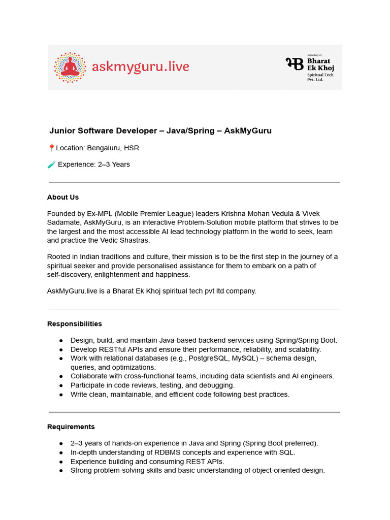 AMG JD - Junior Software Developer | PDF