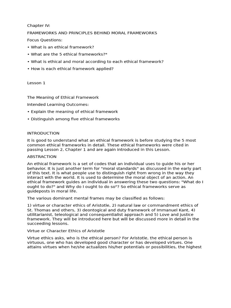 Understanding Ethical Frameworks | PDF | Virtue | Utilitarianism