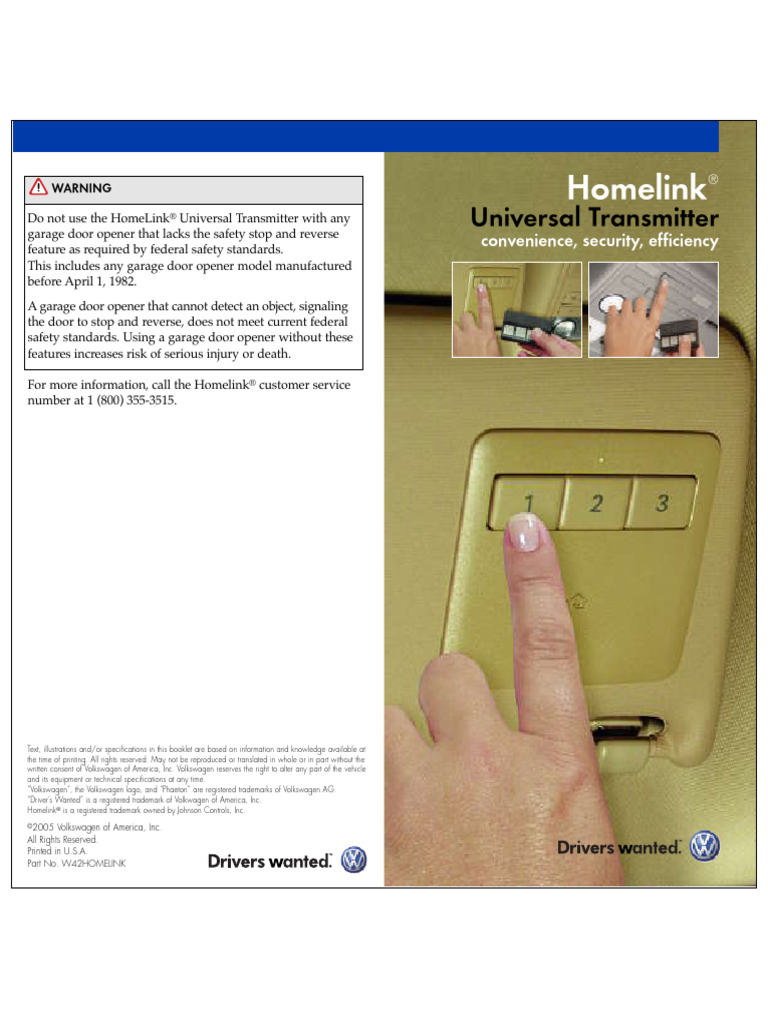 HomeLink_Instructions_2005 | PDF | Garage (Residential) | Transmitter