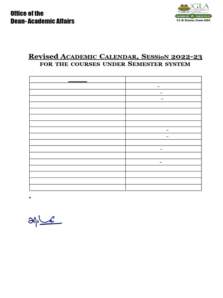 Revised Academic Calendar - 2022-23 | PDF