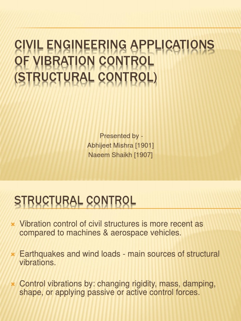 Civil Engineering Applications Of Vibration Control Structural Control Pdf Resonance