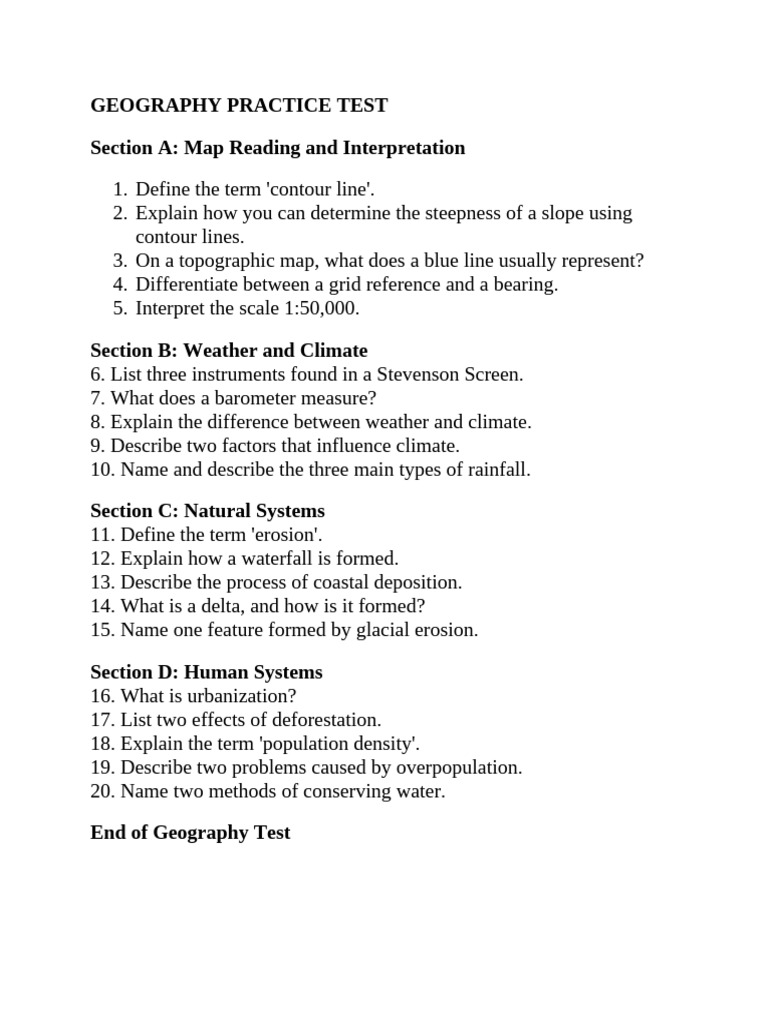 Geography Practice Test | PDF