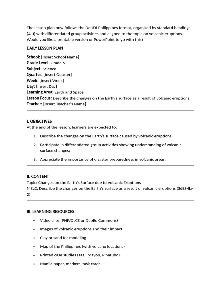 The Lesson Plan Now Follows The DepEd Philippines Format | PDF ...