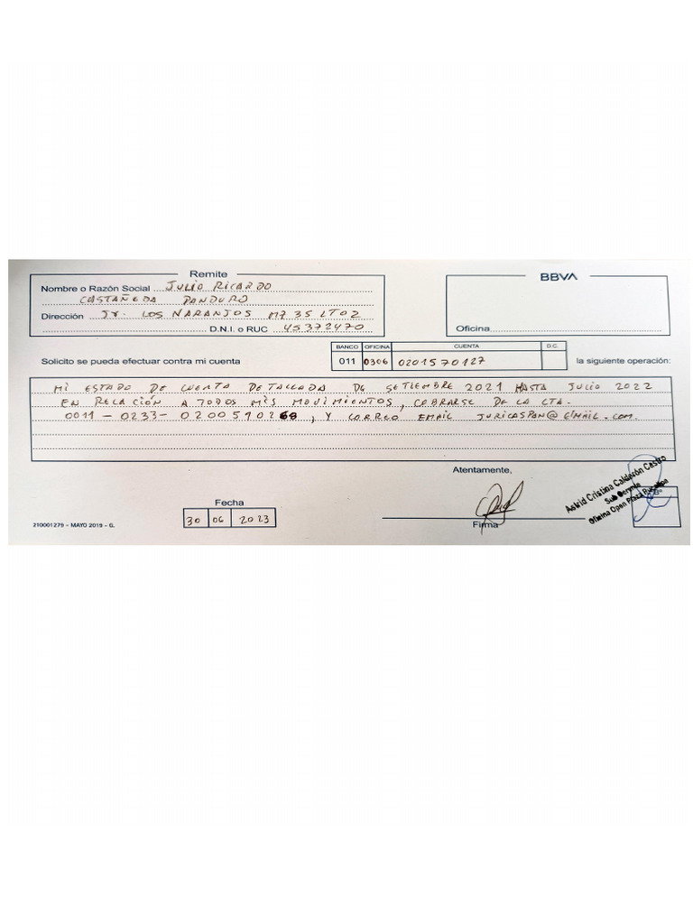 Solicitud BBVA | PDF