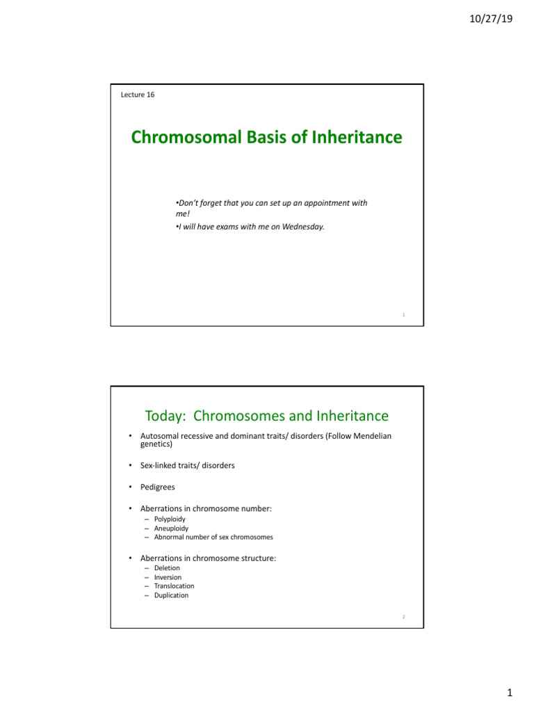 Chromosomal Inheritance and Disorders | PDF | Dominance (Genetics ...