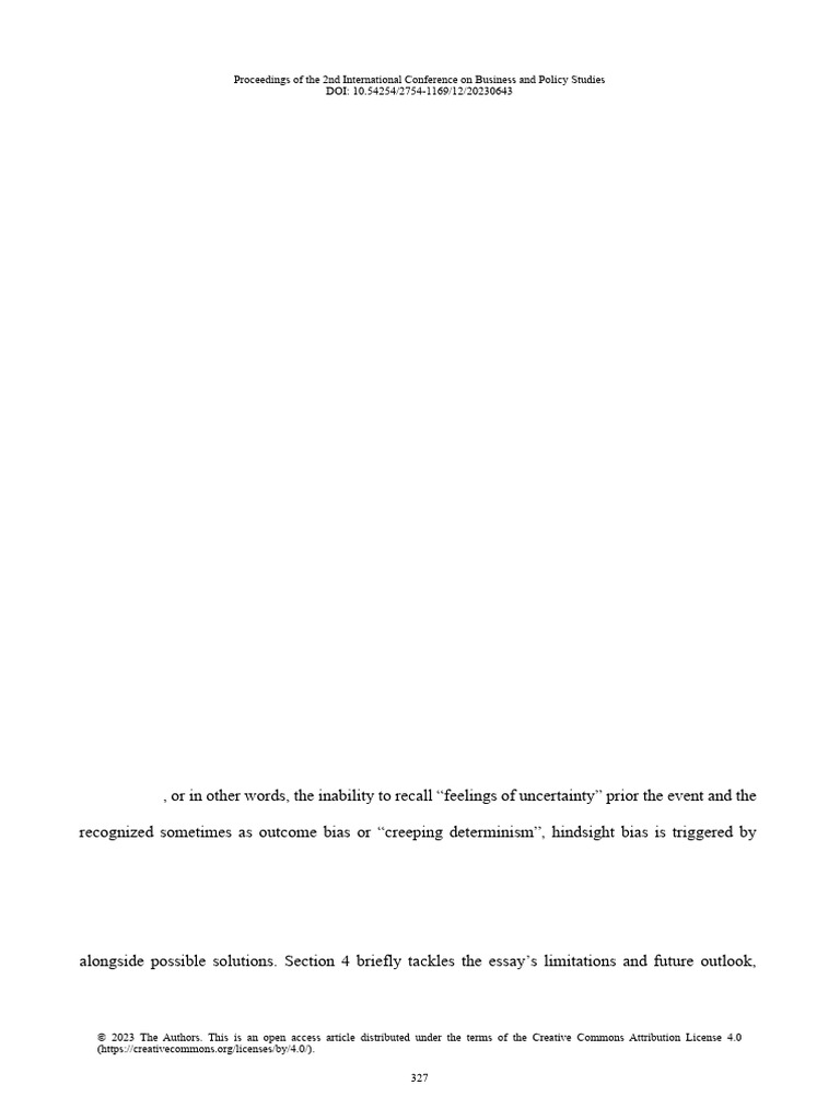 Hindsight Bias and Its Application in Financial in | PDF | Bias | Cognition