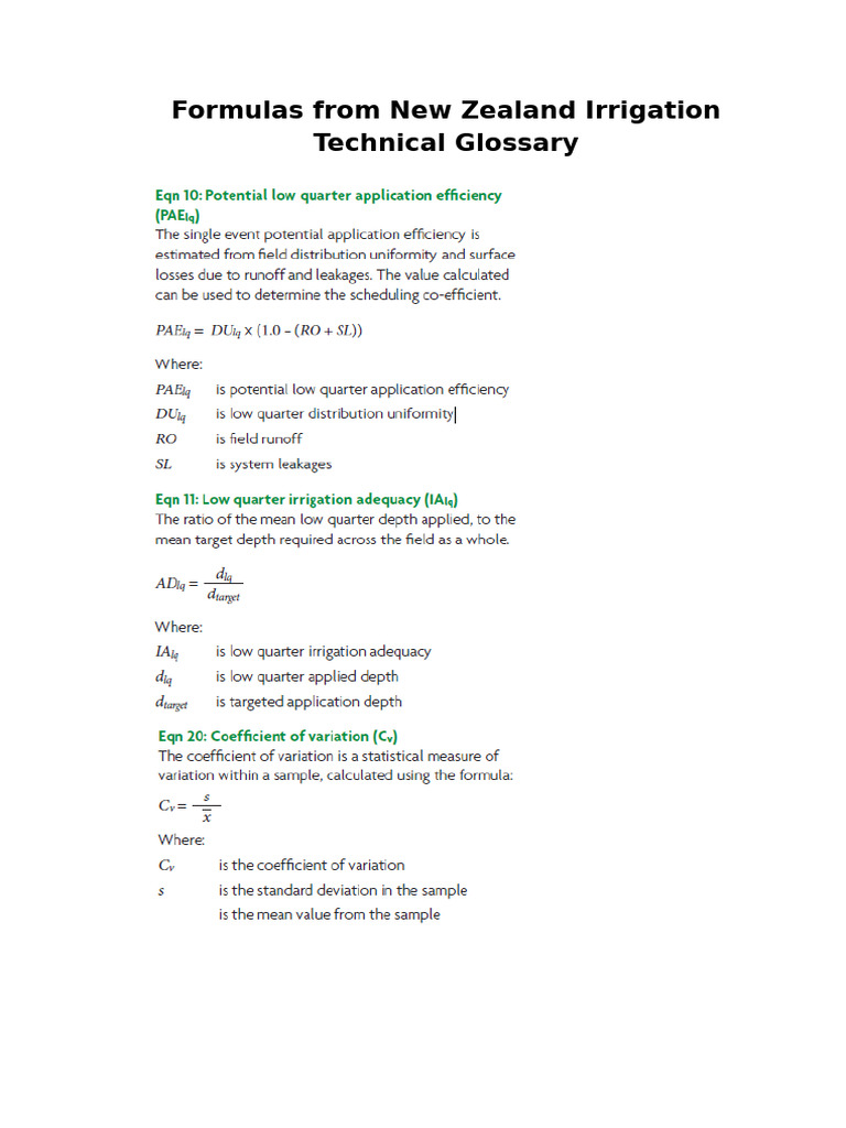 Formulas From Glossary | PDF