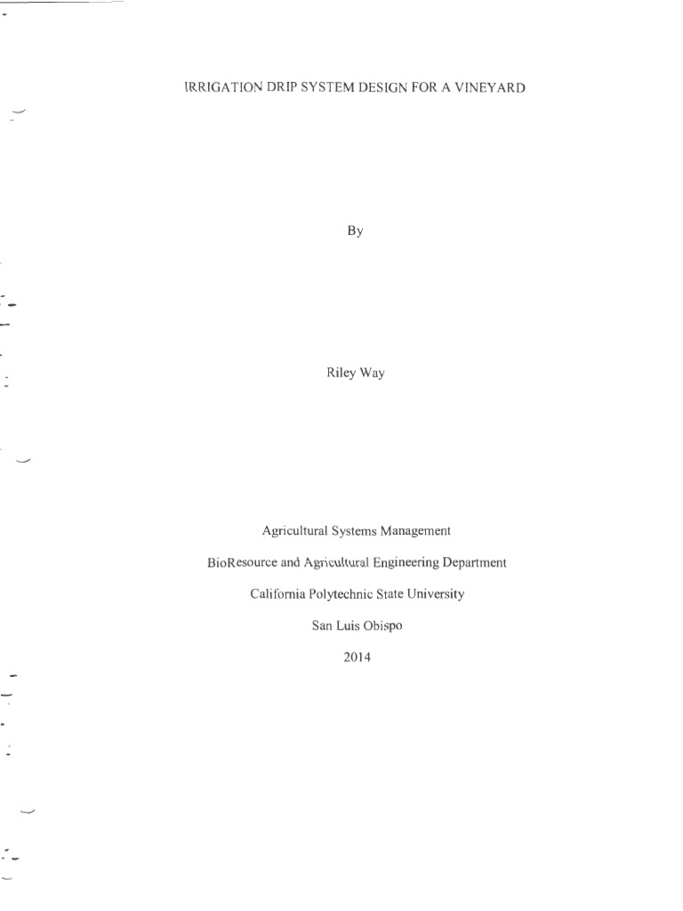 Irrigation Drip System Design For A Vineyard | PDF | Vineyard | Irrigation
