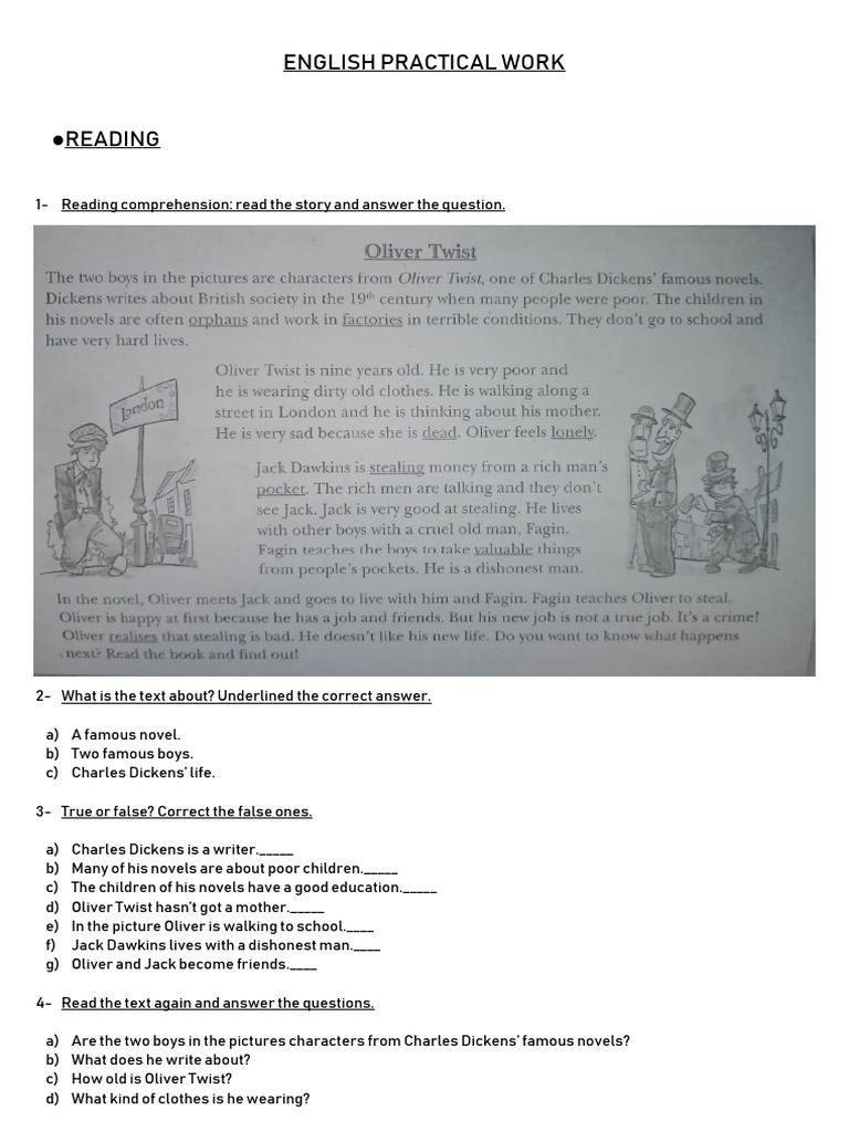 ENGLISH PRACTICAL WORK | PDF | Oliver Twist