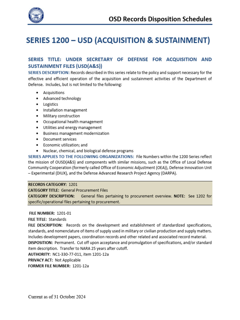 OSD Records Disposition Schedules 2024 | PDF | Environmental Impact ...