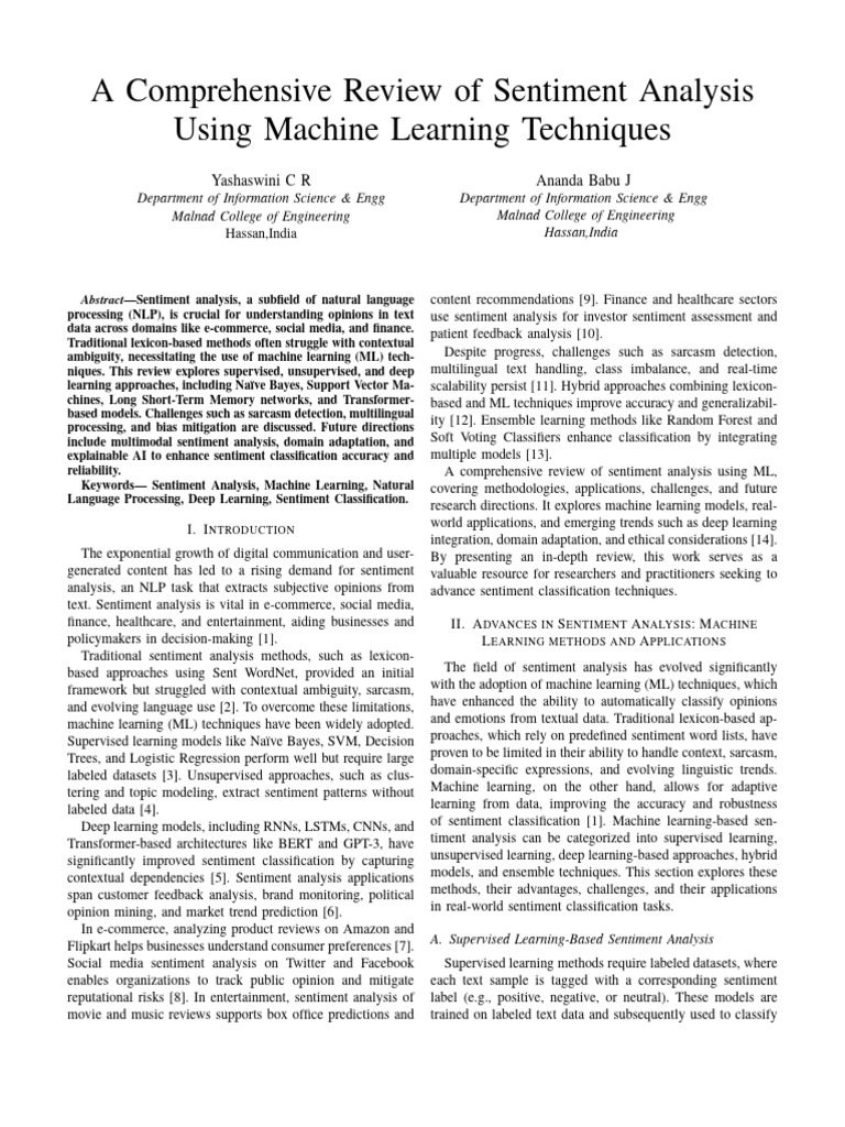 Revised Sentiment Analysis Paper | PDF | Machine Learning | Support Vector Machine