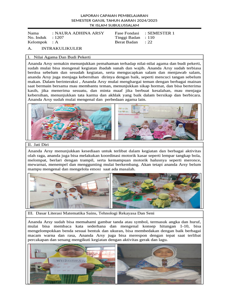 Laporan Capaian Pembelajaran | PDF