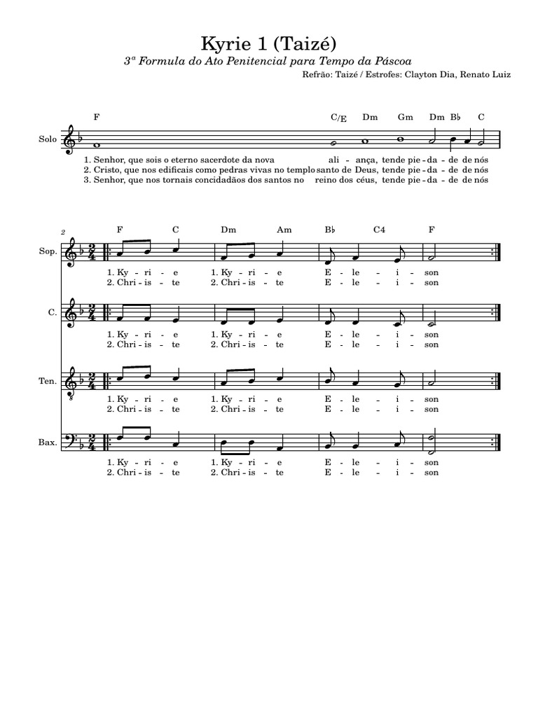 Kyrie 1 (Taizé) Tempo Da Páscoa (Coro) | PDF